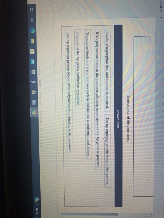 Solved Arrange the steps of the regulation of the trp operon | Chegg.com