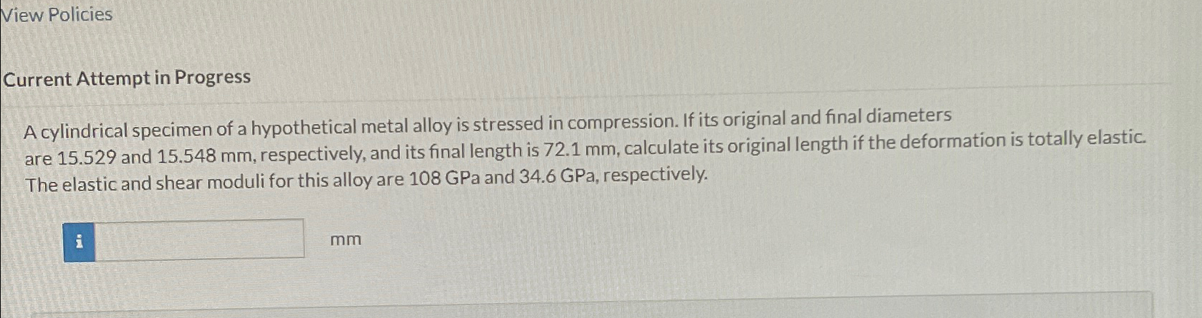 Solved View PoliciesCurrent Attempt in ProgressA cylindrical | Chegg.com