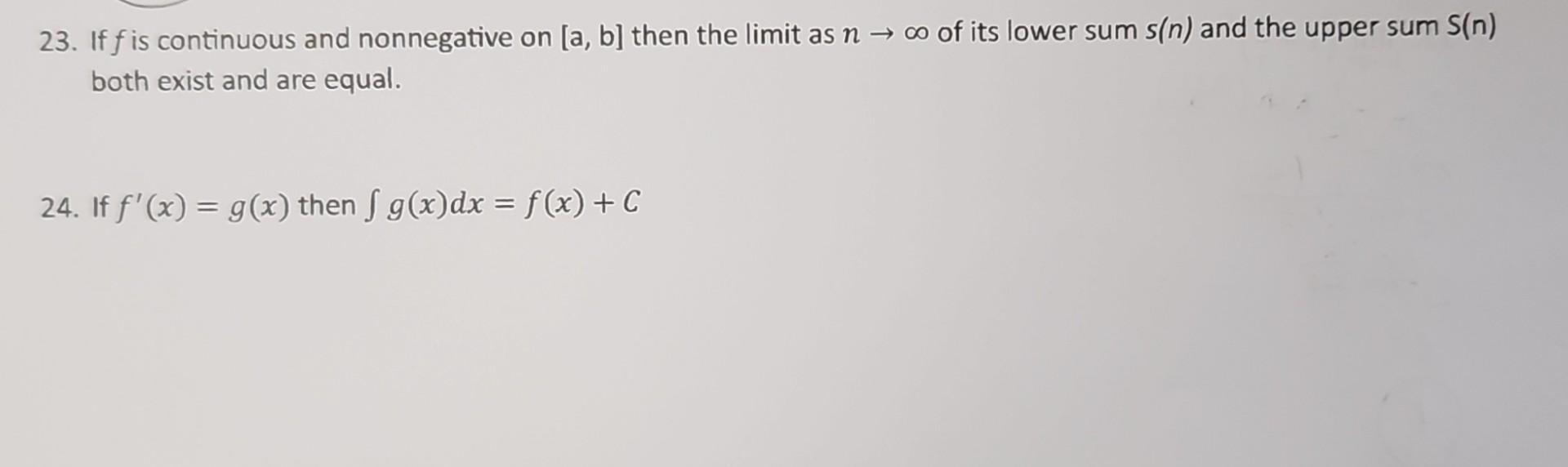 Solved 23. If f is continuous and nonnegative on [a,b] then | Chegg.com