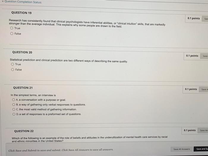 Solved Question Completion Status: QUESTION 19 0.1 points | Chegg.com