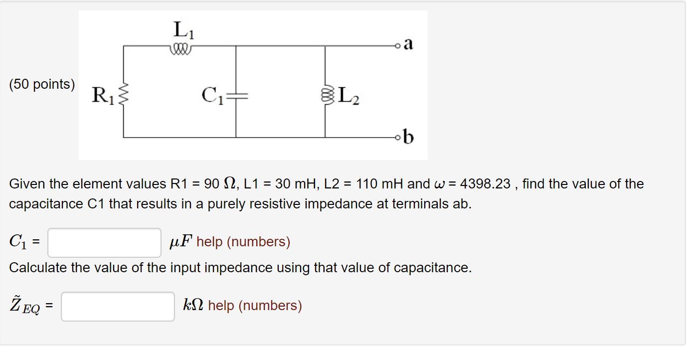 Solved (50 ﻿points')Given the element values | Chegg.com