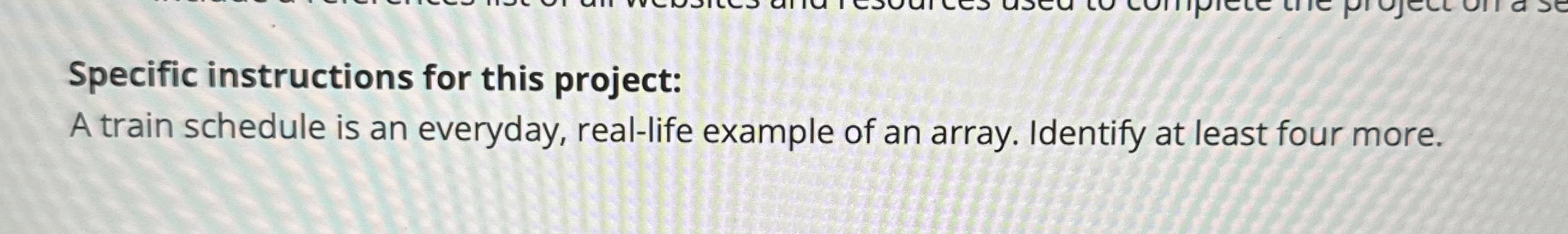 Solved Specific instructions for this project:A train | Chegg.com