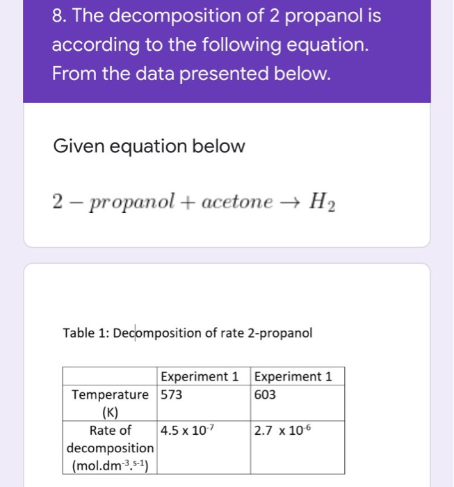 8b) Determine rate constant for experiment 1. 8. | Chegg.com