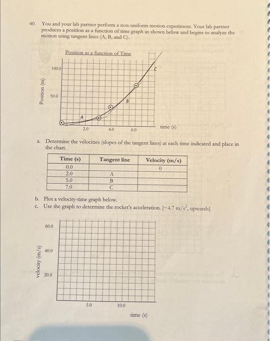 Solved 40. You and your lab partner perform a non-uniform | Chegg.com