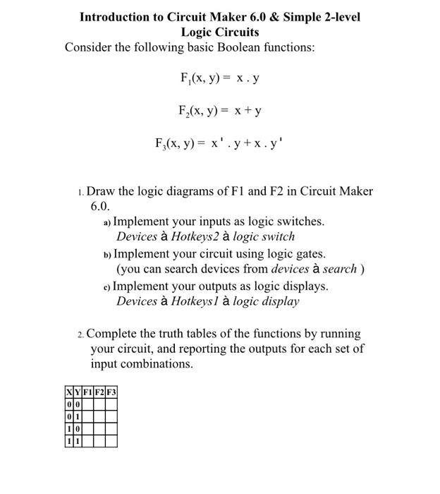 Solved Introduction to Circuit Maker 6.0 \& Simple 2-level | Chegg.com