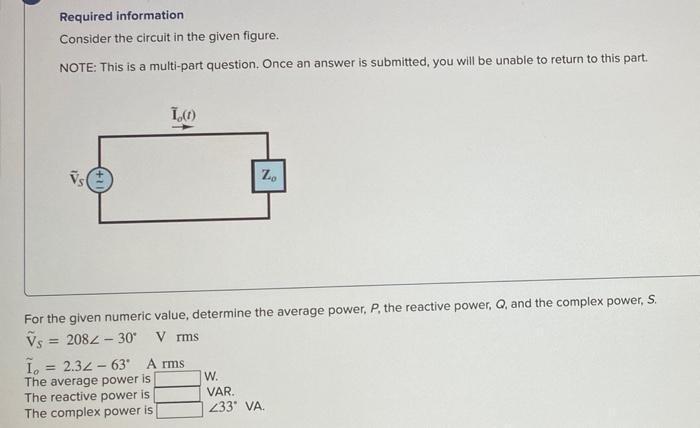 Solved Required information Consider the circuit in the | Chegg.com