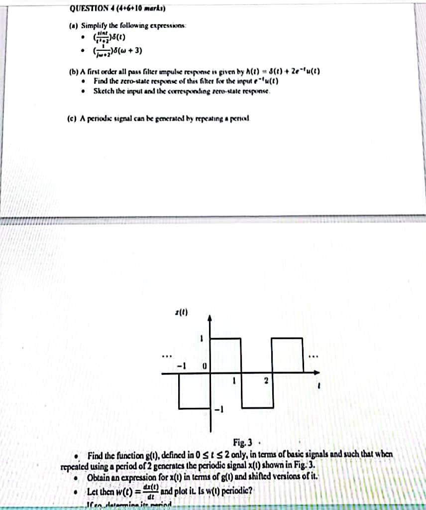Solved Signals and Systems solve complete question 4 Solve | Chegg.com