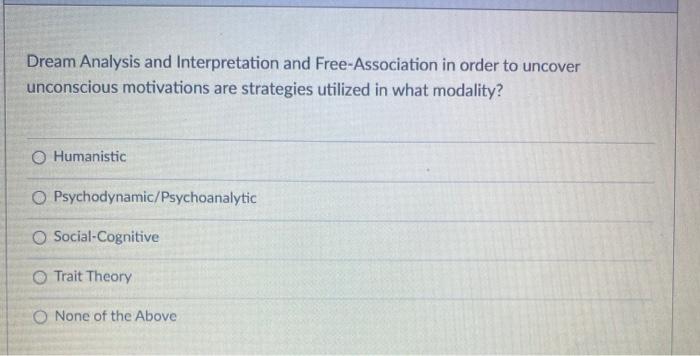 Solved Dream Analysis and Interpretation and | Chegg.com