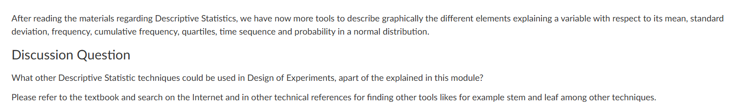 Solved After reading the materials regarding Descriptive | Chegg.com