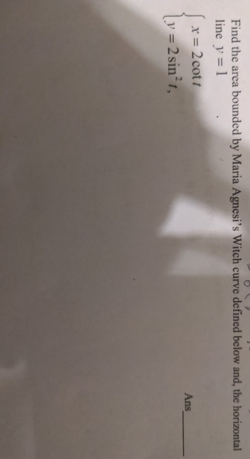 Solved Find the area bounded by Maria Agnesi's Witch curve | Chegg.com