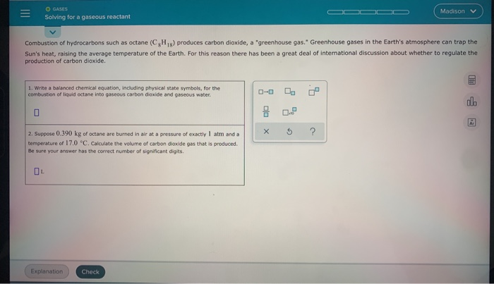Solved O GASES Solving for a gaseous reactant OOOOD Madison | Chegg.com