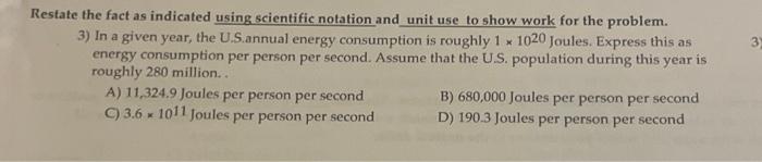 Solved Restate the fact as indicated using scientific | Chegg.com