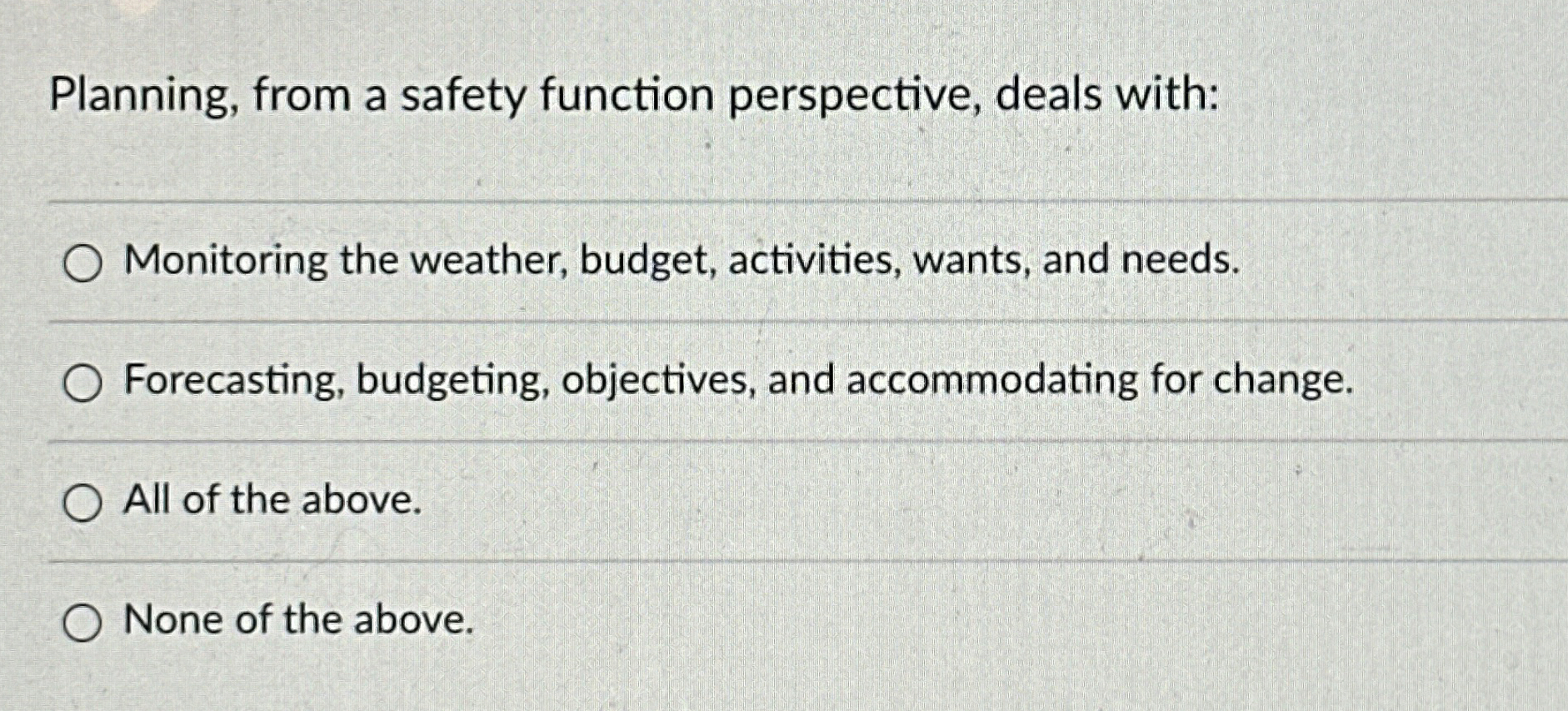 Solved Planning, from a safety function perspective, deals | Chegg.com