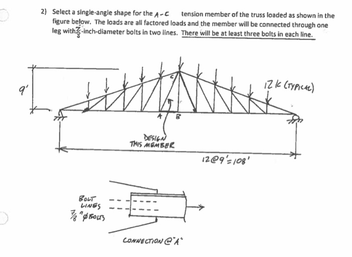 Solved Select a single-angle shape for the A-C tension | Chegg.com