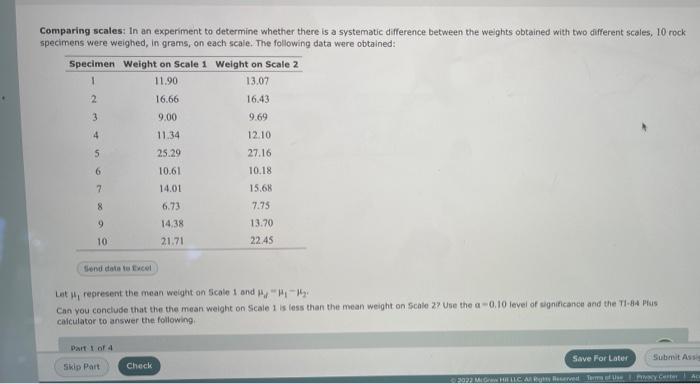 Solved Comparing scales: In an experiment to determine | Chegg.com