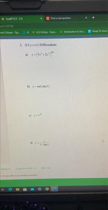 1. ( 6 points) Find dy/dx by implicit | Chegg.com