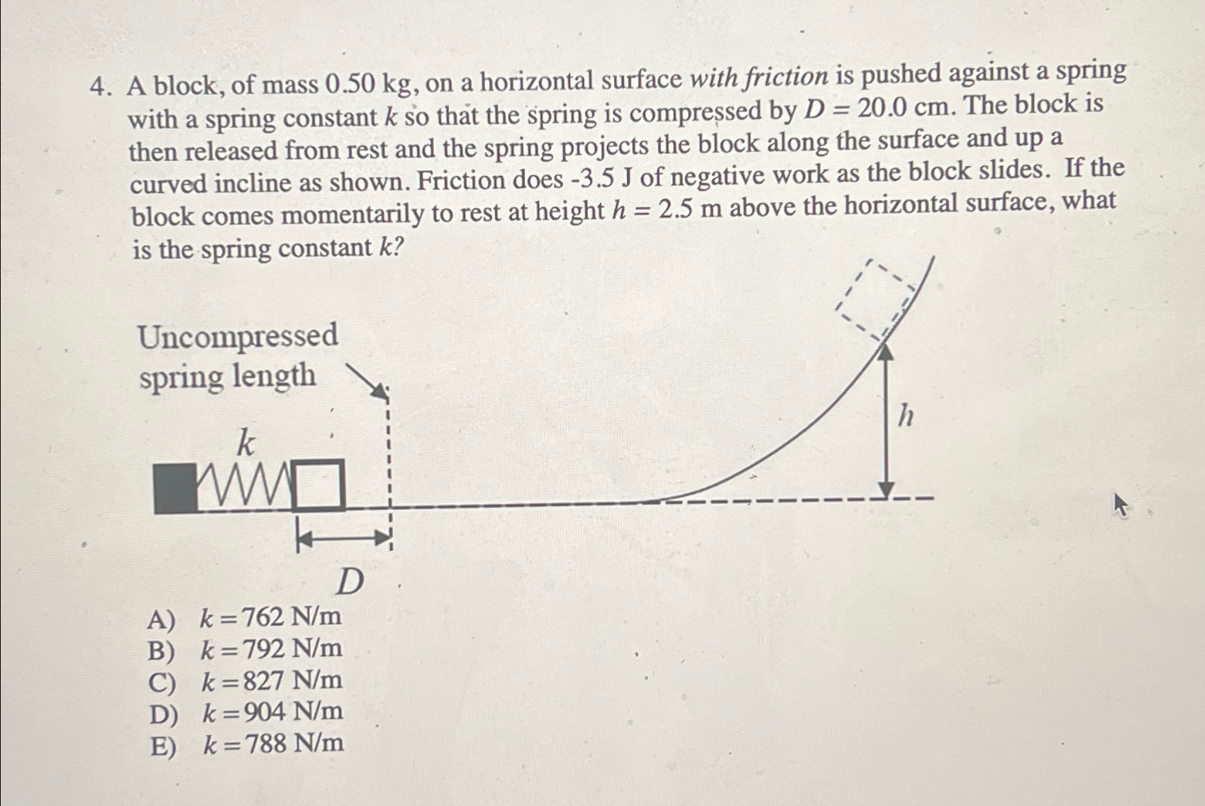 Solved A block, of mass 0.50kg, ﻿on a horizontal surface | Chegg.com