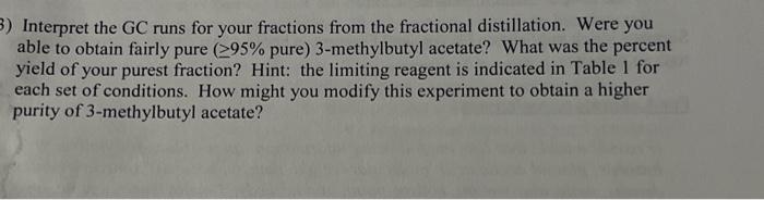 Interpret the GC runs for your fractions from the | Chegg.com