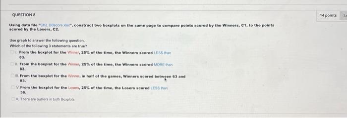 Solved Using data file -Ch2 BBscom xisx", construct two | Chegg.com