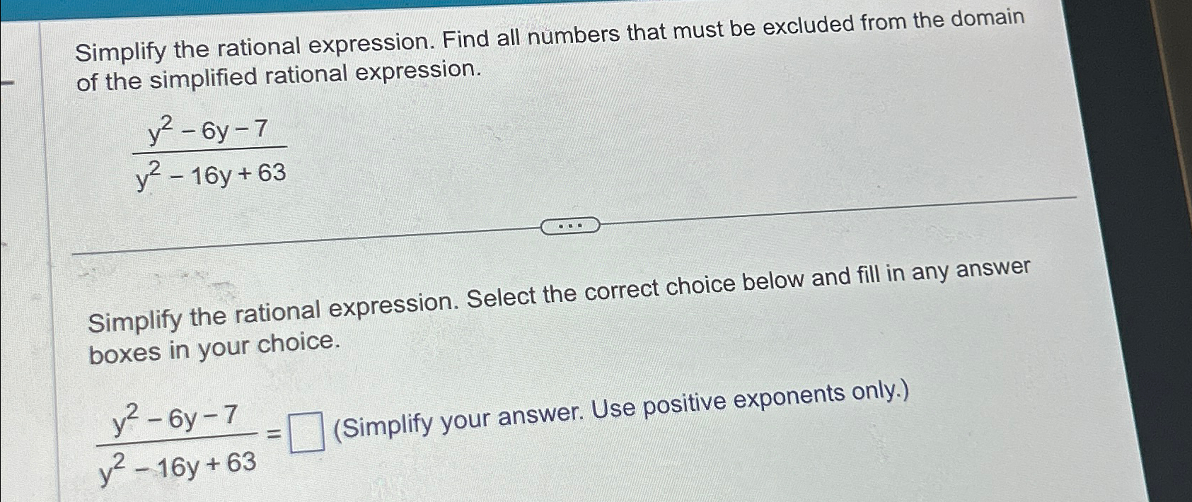 Solved Simplify The Rational Expression Find All Numbers