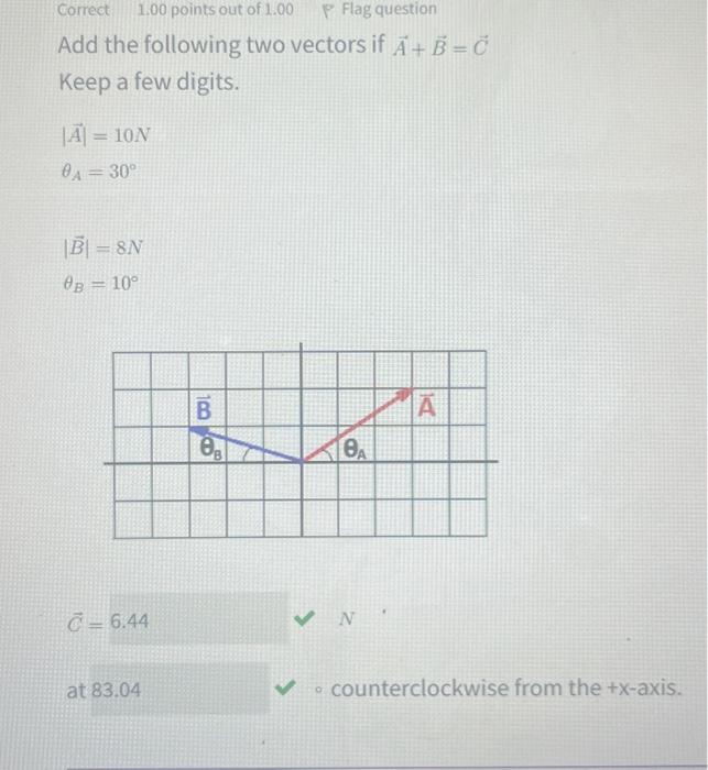 Solved Add the following two vectors if A+B=C Keep a few | Chegg.com