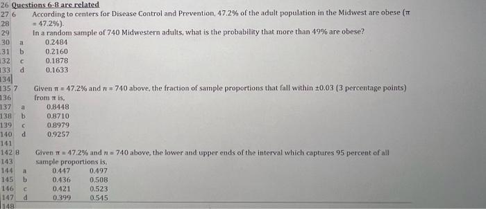 Solved Questions 6.8 are related 6 According to centers for | Chegg.com