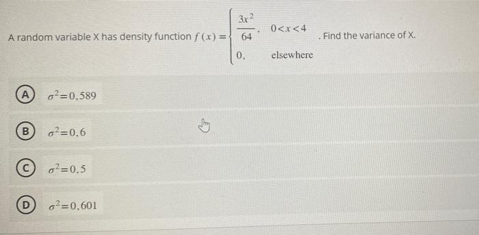 Solved A random variable X has density function | Chegg.com