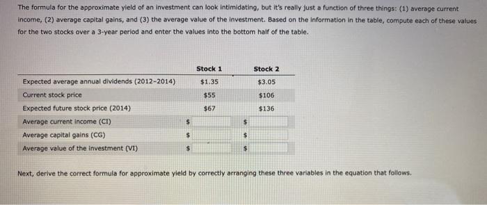 Solved The formula for the approximate yield of an | Chegg.com