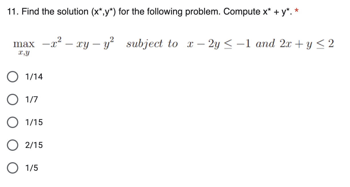 Solved Find the solution (x**,y*) for the following | Chegg.com Solved Find the solution (x**,y*) for the following | Chegg.com