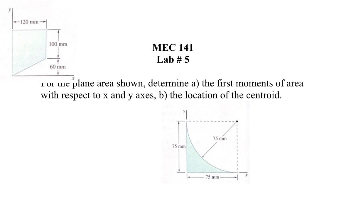 Solved MEC 141Lab # 5ru ure plane area shown, determine a) | Chegg.com