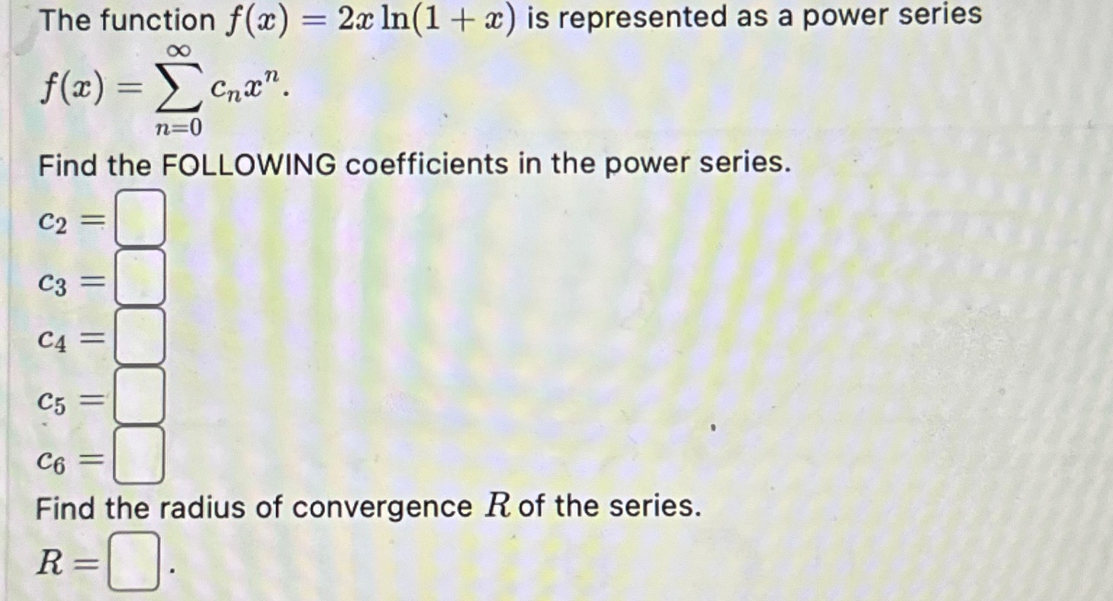 Solved The function f(x)=2xln(1+x) ﻿is represented as a | Chegg.com