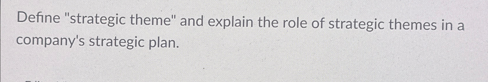 Solved Define "strategic theme" and explain the role of | Chegg.com