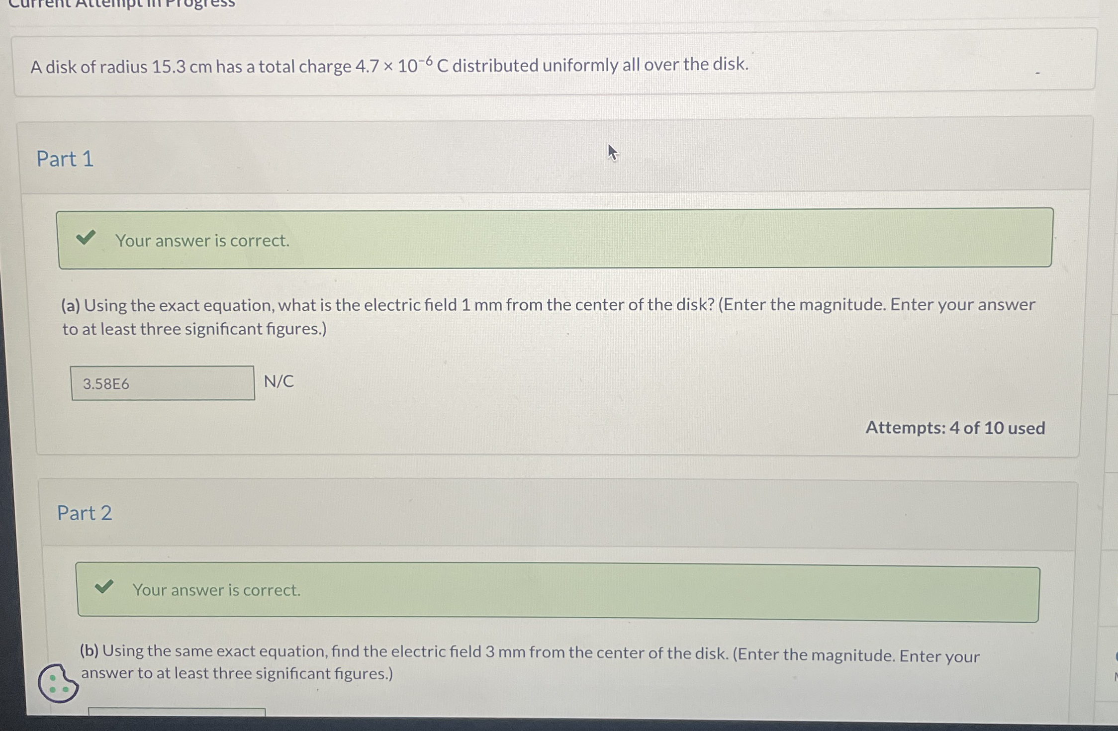 Solved Part C Please! Why is part C not 1.41?? ﻿A disk of | Chegg.com