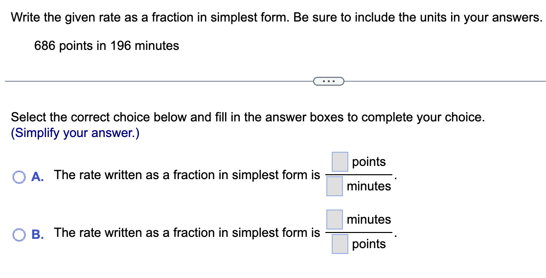 Solved Write the given rate as a fraction in simplest form. | Chegg.com