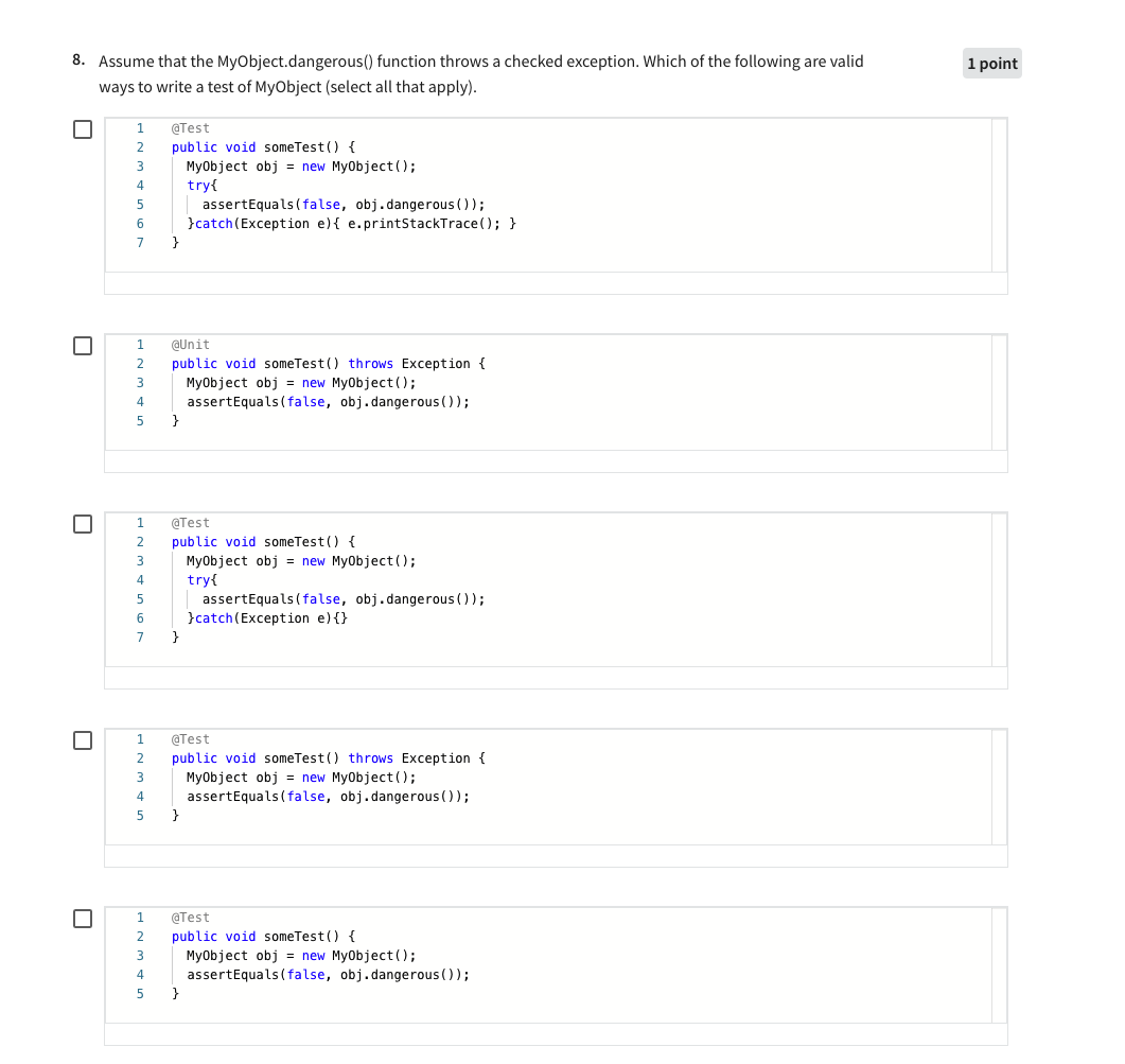 Solved Assume that the MyObject.dangerous() ﻿function throws | Chegg.com