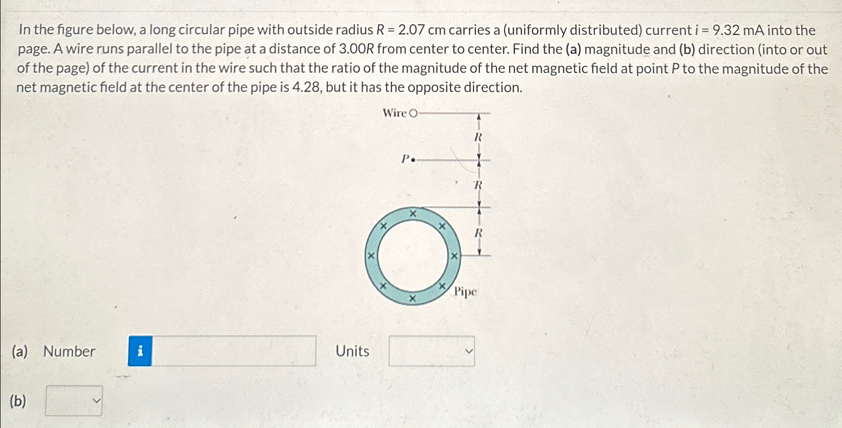 Solved In the figure below, a long circular pipe with | Chegg.com
