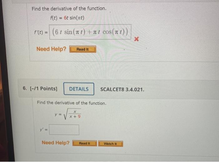 Solved Find the derivative of the function. f(t) = 6t | Chegg.com