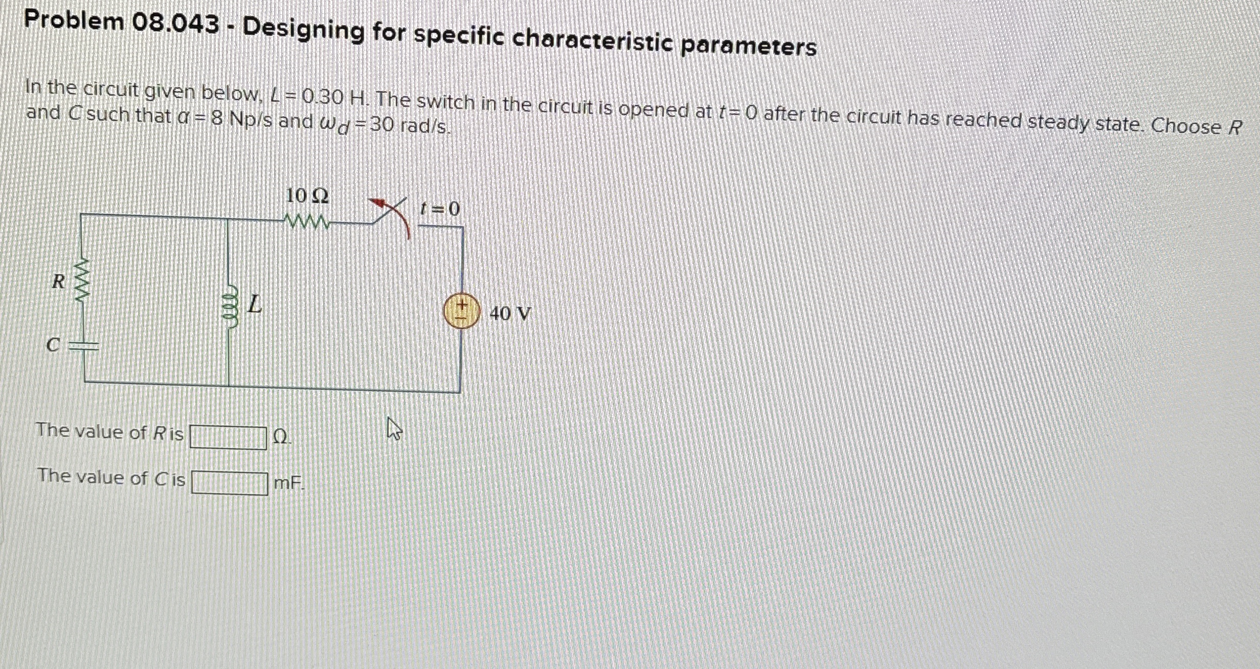 Solved Problem 08.043 - ﻿Designing for specific | Chegg.com