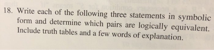 Solved 18. Write each of the following three statements in | Chegg.com