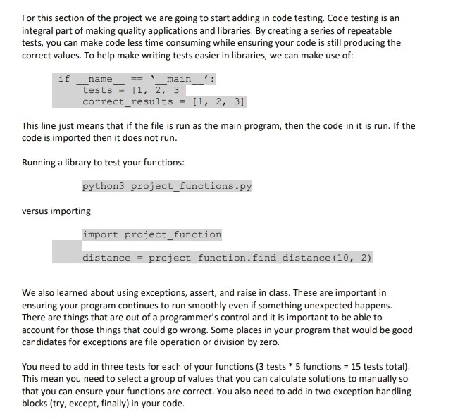 For this section of the project we are going to start | Chegg.com