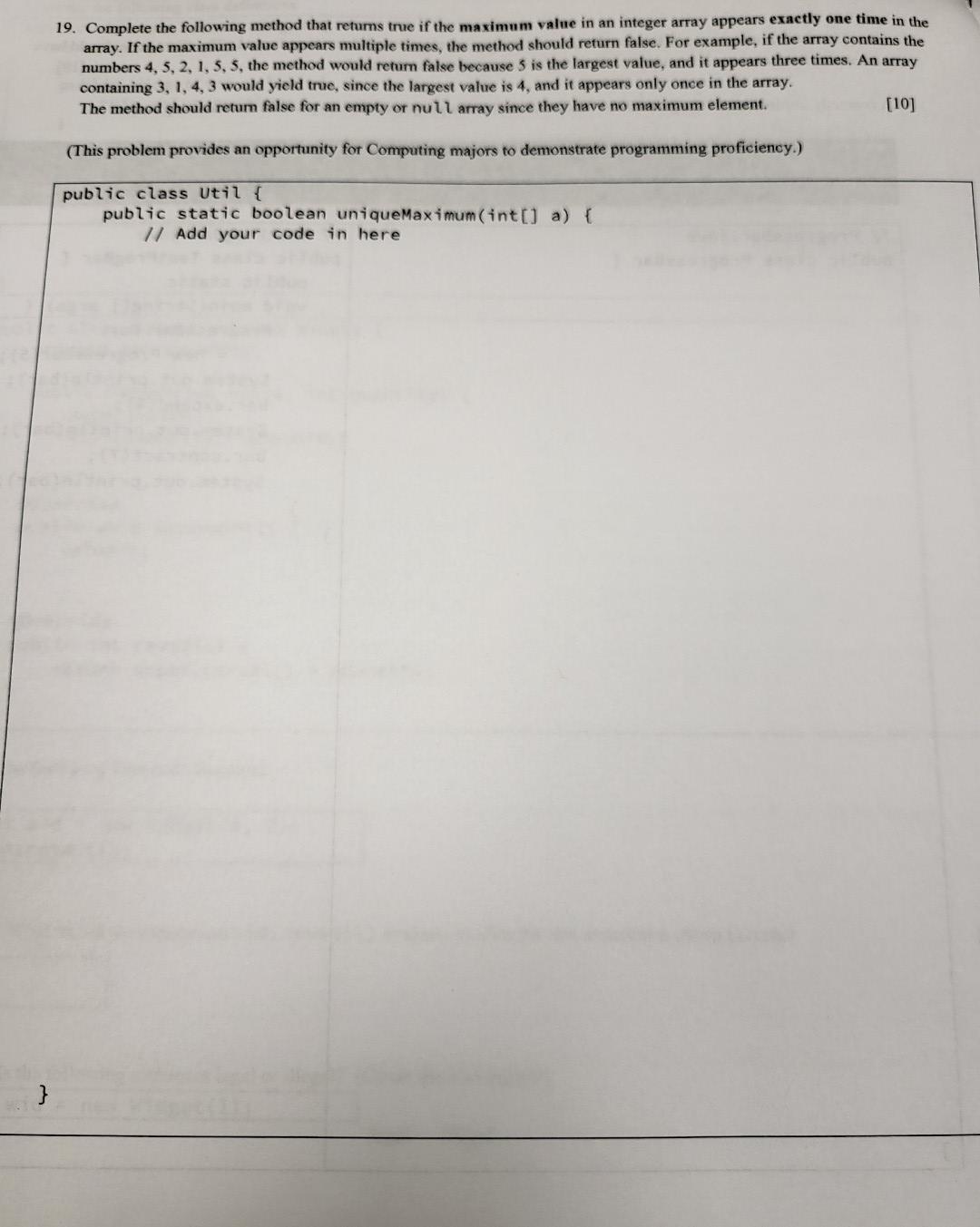 Solved 19. Complete the following method that returns true | Chegg.com