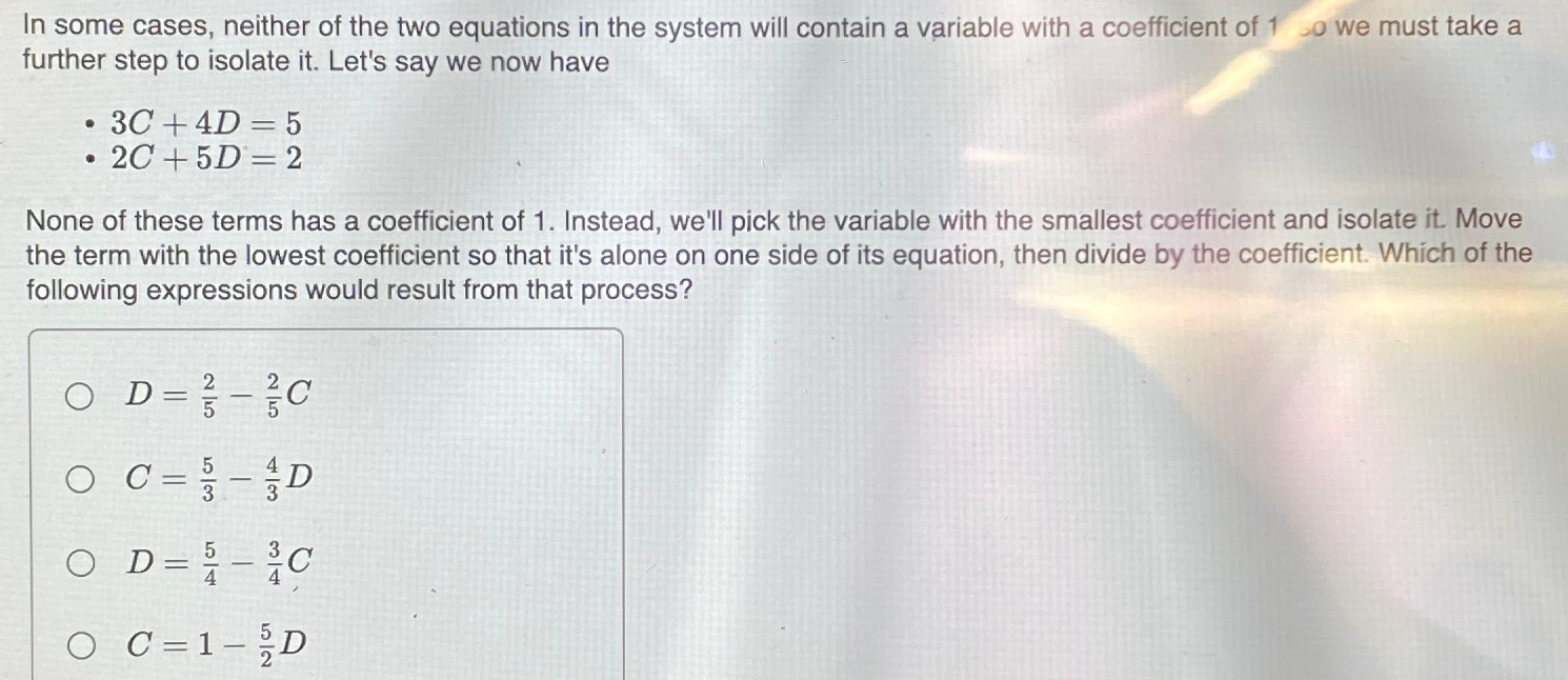 Solved In some cases, neither of the two equations in the | Chegg.com