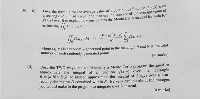Solved (i) Give the formula for the average value of a | Chegg.com