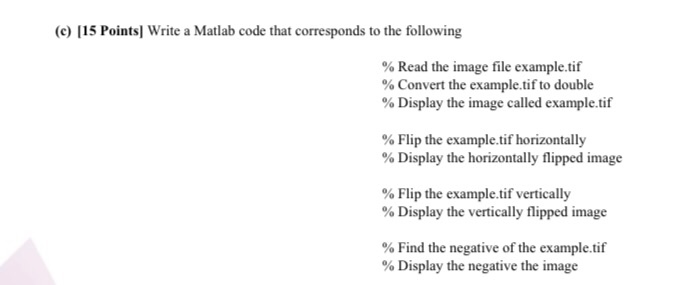 Solved (e) [15 Points) Write a Matlab code that corresponds | Chegg.com