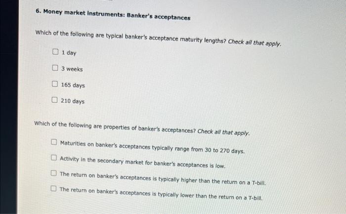 Which of the following are typical banker's | Chegg.com