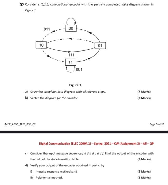 Solved 23. Consider a (3,1,3) convolutional encoder with the | Chegg.com
