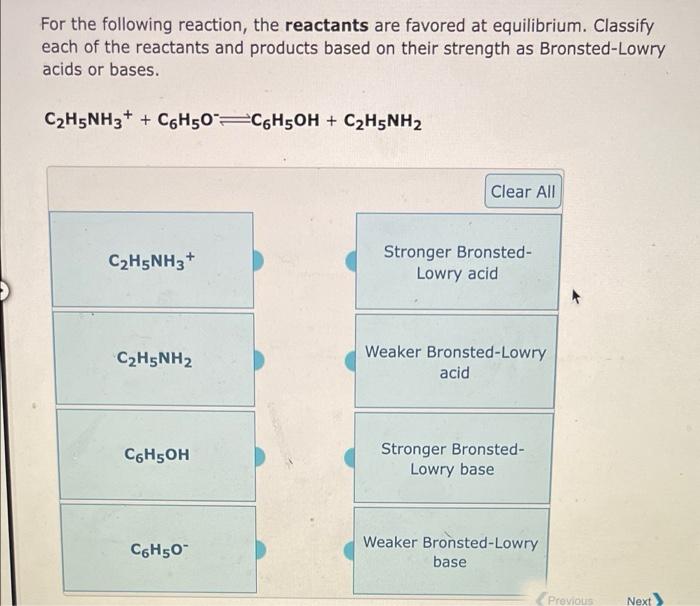 Solved For the following reaction, the reactants are favored | Chegg.com