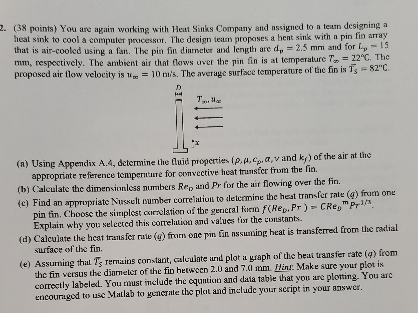 Solved (38 points) You are again working with Heat Sinks | Chegg.com