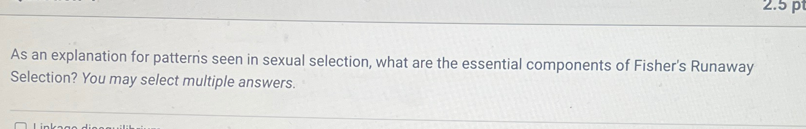 Solved As an explanation for patterns seen in sexual | Chegg.com