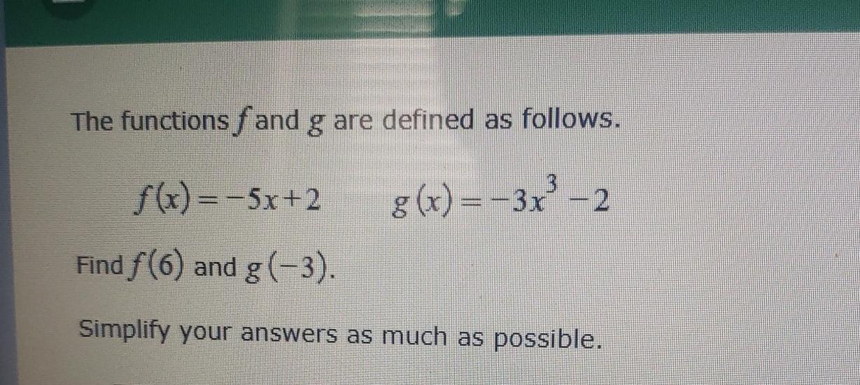 Solved The functions f ﻿and g ﻿are defined as | Chegg.com